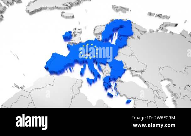 European Union map and flag - 4K animation (3840x2160 px), 3D rendering ...