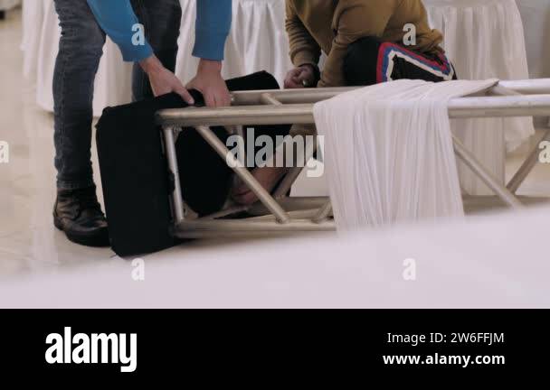 creating a structure for the stage. Metal structures that are installed ...