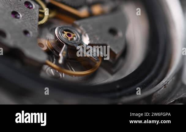 Internal working mechanism of the wristwatch with a rapidly rotating ...