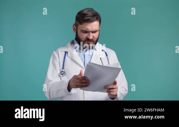 Angry doctor throws away papers. Furious male doc man throwing crumpled ...