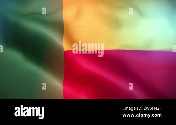 International flag of Benin . Benin flag seamless closeup waving animation. Computer generated ...