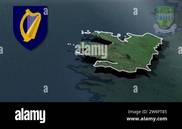 Counties of Ireland Kerry whit Coat of arms animation map Stock Video ...