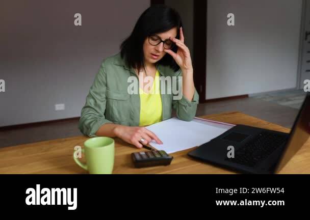 Slow motion Stylish brunette business woman takes off glasses in modern ...