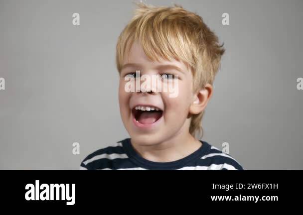 Pointing Index Finger Up Gesture. Happy Child Emotions. Portrait Cute ...