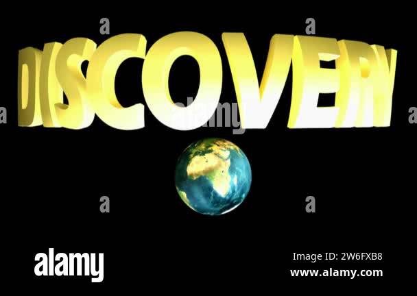 The write DISCOVERY in yellow letters, on black background, with ...