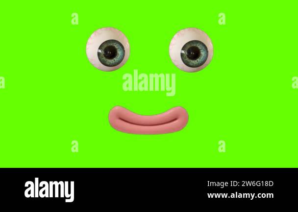 Funny Cartoon Face Reaction with eyes and mouth on green screen ...