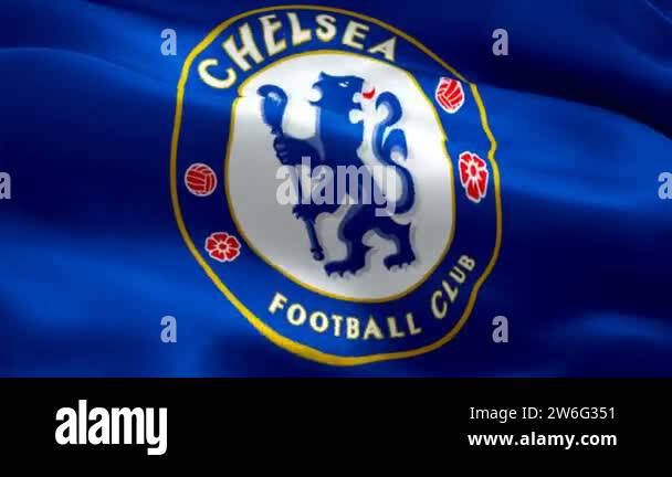Chelsea flag Closeup 1080p Full HD 1920X1080 footage video waving in ...