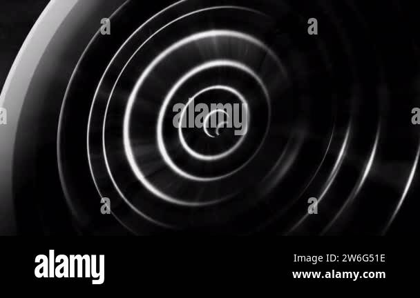 4K 3D Abstract art monochromatic animation of concentric circles oscillating Seamless loop ...