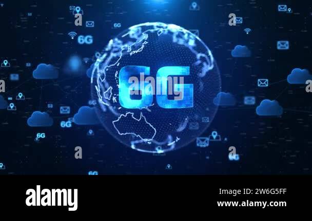 6G Cloud Computing Smart city of cybersecurity digital data loop Background Stock Video Footage ...