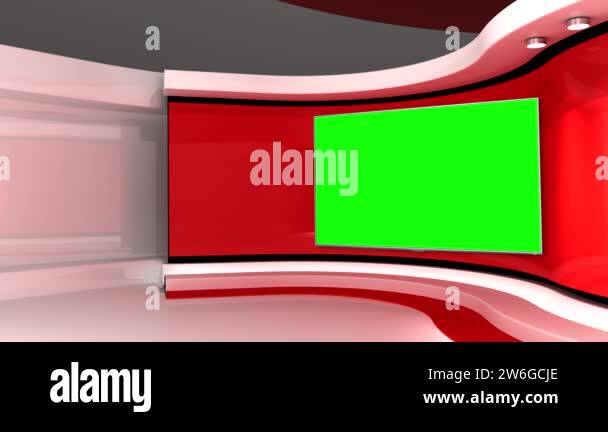 Tv studio. Red studio. Red background. News studio. green screen ...