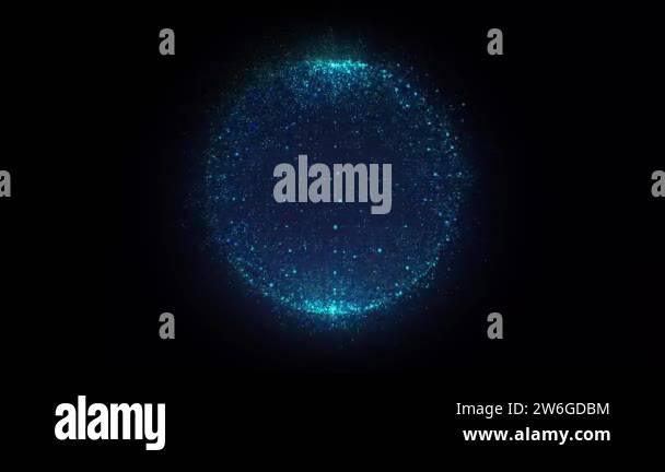 Abstract blue sphere 3D animation. Artificial intelligence. Digital and ...