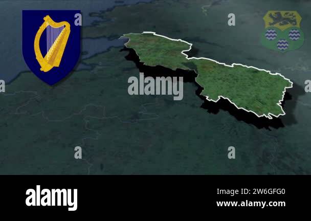 Counties of Ireland Leitrim whit Coat of arms animation map Stock Video ...