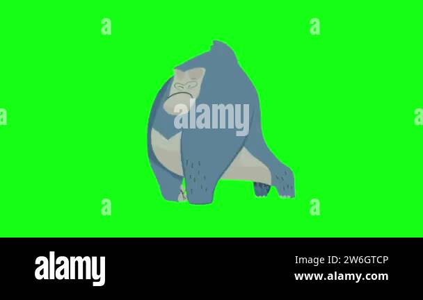Gorilla walk cycle animation with anger facial expression. video clip ...