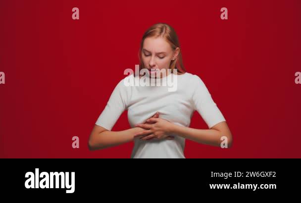 Sick young girl suffer chest ache, feeling pain scared of heart attack ...