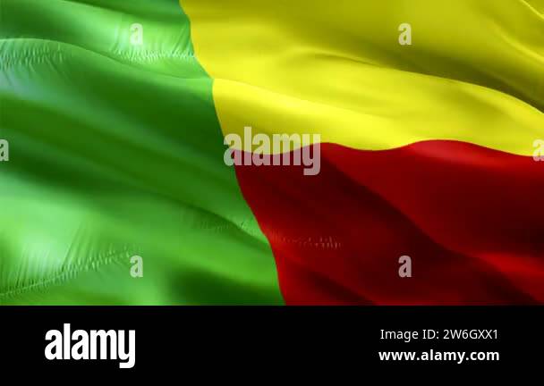 Benin waving flag. National 3d Beninese flag waving. Sign of Benin ...