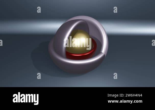 Technical plaything, a sphere made of metallic hemispheres that open by ...