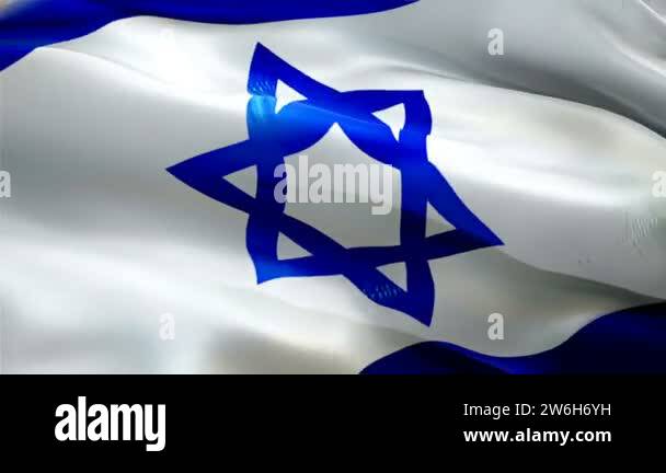 Jewish flag Closeup 1080p Full HD 1920X1080 footage video waving in ...