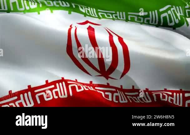 Iranian flag Closeup 1080p Full HD 1920X1080 footage video waving in ...
