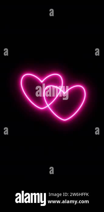 Two beating hearts in unison. Pink Neon Love Sign Animated Videos ...