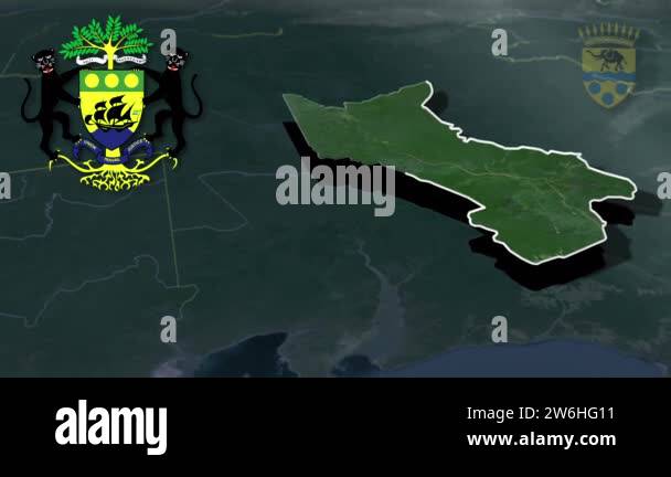 Provinces of Gabon Moyen-Ogooue-Lambarene whit Coat of arms animation ...