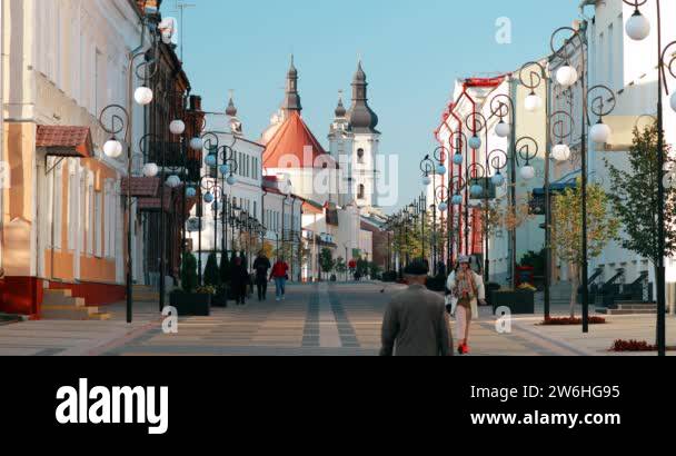 Pinsk, Brest Region, Belarus - October 14, 2019: People walking near ...