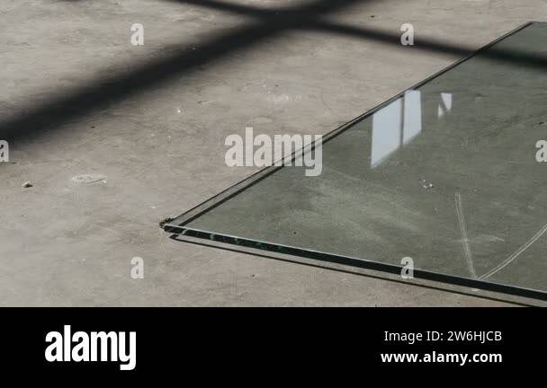 Hammer Hits To Conner Of Tempered Glass A Sheet Of Glass Shatters Into ...