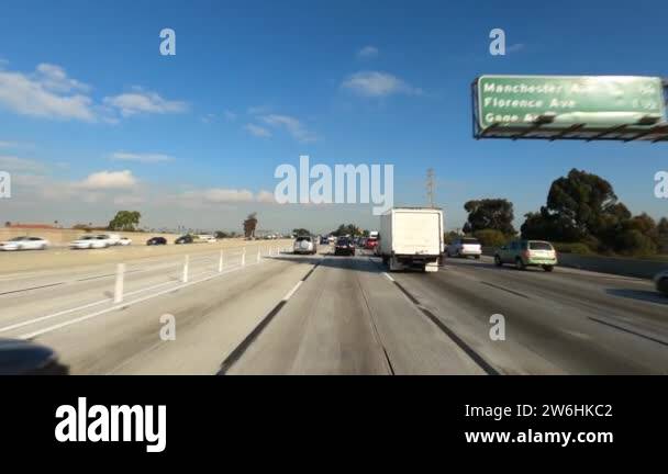 Los Angeles California USA - January 2020 Drive with increasing rush ...