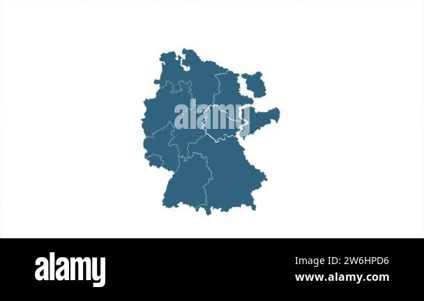 Germany Map Showing Up Intro With New Regions. 4k animated Germany map ...