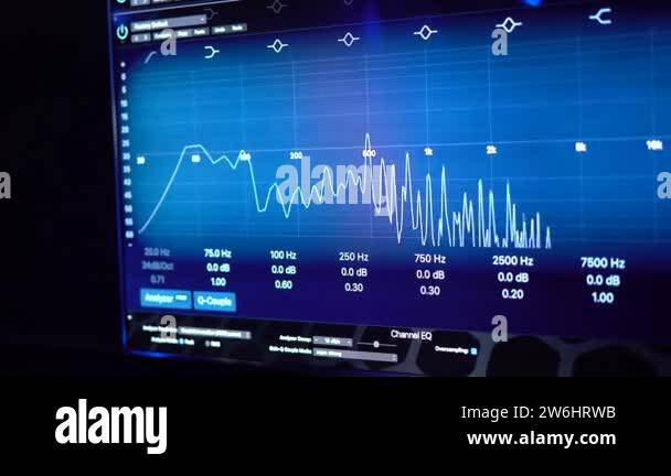 Recording studio, process of recording editing sounds songs monitor ...