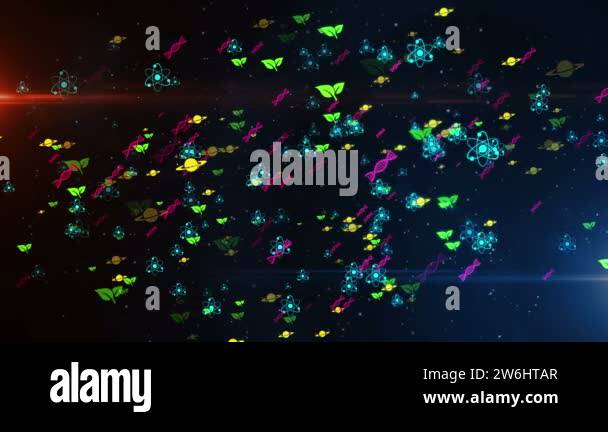 Science symbols and icons flying icons loopable seamless 3d animation ...