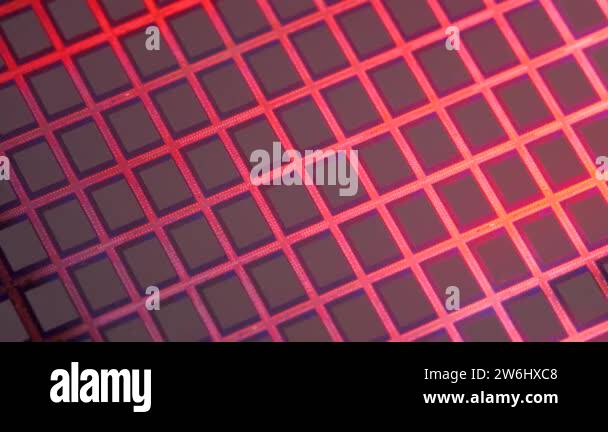 Silicon wafer with semiconductor microchip in red light Stock Video ...
