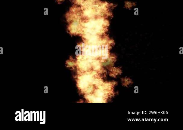 overlay CRT effect flame animation. Burning orange fire on a dark ...