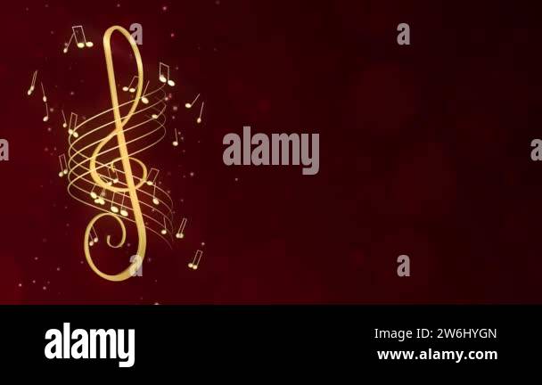 Treble Clef and Rotating Musical Notes Animation 4K, loop background ...