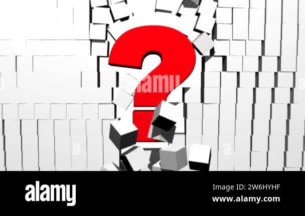 Question Mark Breaking Through Block Wall Stock Video Footage - Alamy