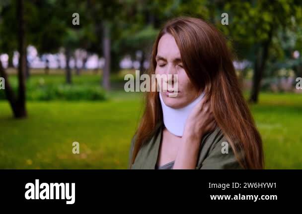 Rotary subluxation atlanta, a woman wears a cervical collar from injury ...