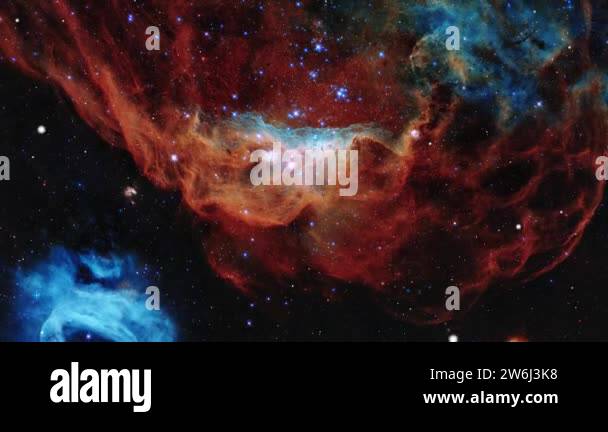Flying through space passing stars. Space background. Gas Cloud Deep ...
