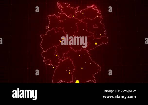 Video animation of a map of Germany with 16 federal states and Corona ...