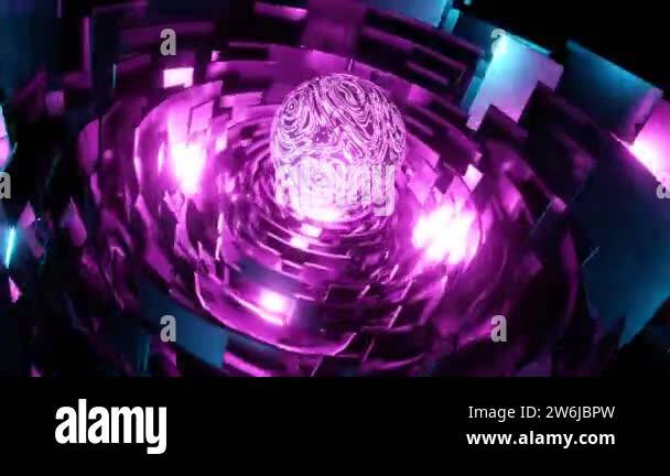 4K Looping Sci-Fi Environment. Abstract Animation Loop, Tunnel texture futuristic digital data ...