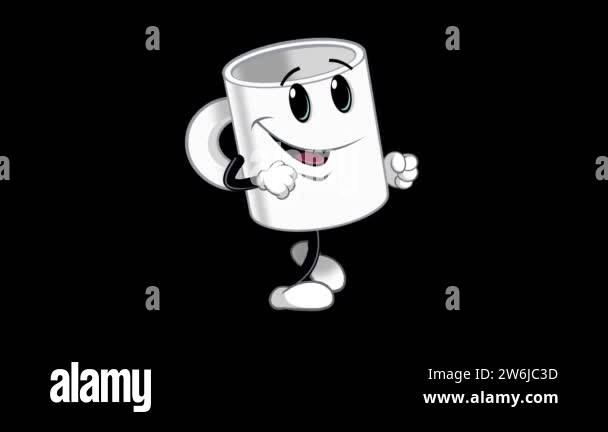 Cartoon loop animation of a walking coffee mug character Stock Video ...