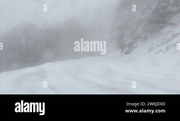 Winter scene of the snowfall in Bracons, La Garrotxa, Girona, Spain. 4K ...