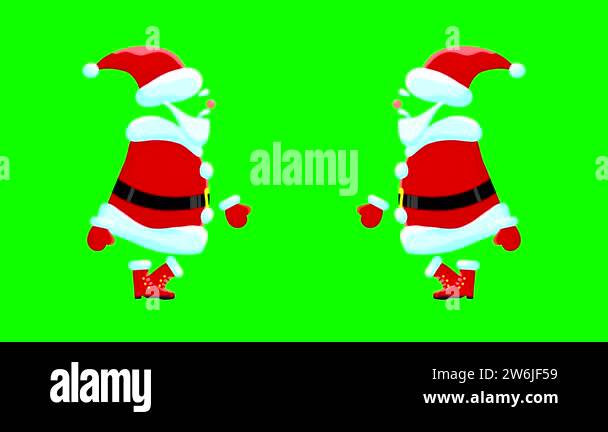 Santa Claus without a face goes in two versions mirrored on a green ...