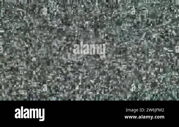 VHS TV Noise Footage, black and white, real analog vintage signal with ...