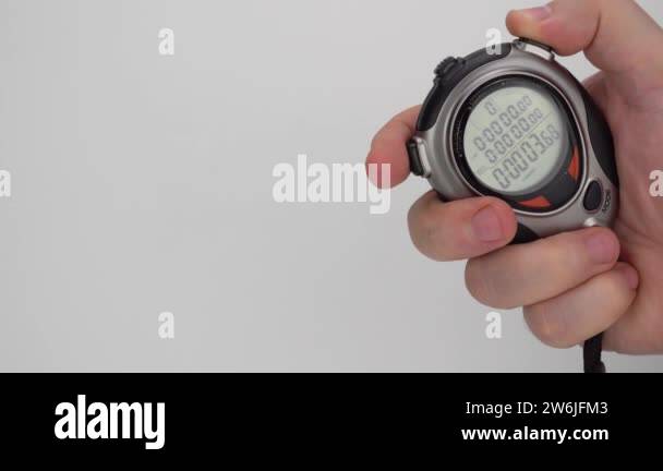 launching the e-manual stopwatch. digital time counter on a white ...