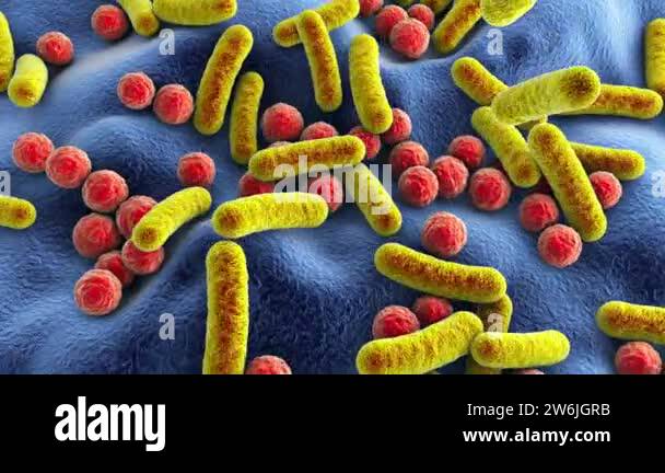 Bacteria of different shapes, rod-shaped bacteria and cocci, human ...