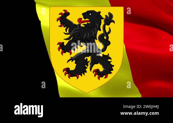 Flemings flag Motion Loop video waving in wind. Flemish Community Flag ...