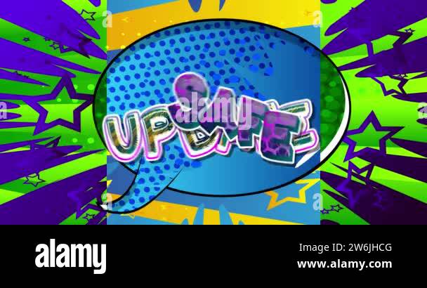 Safe Update. Motion poster. 4k animated Comic book word text moving on ...