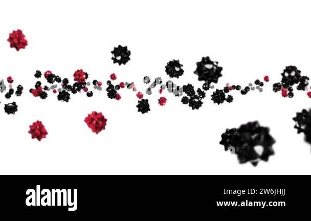 Flying many virus in cartoon character. Red and Black. New strain ...