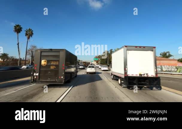 Los Angeles California USA - January 2020 Drive with ups ...