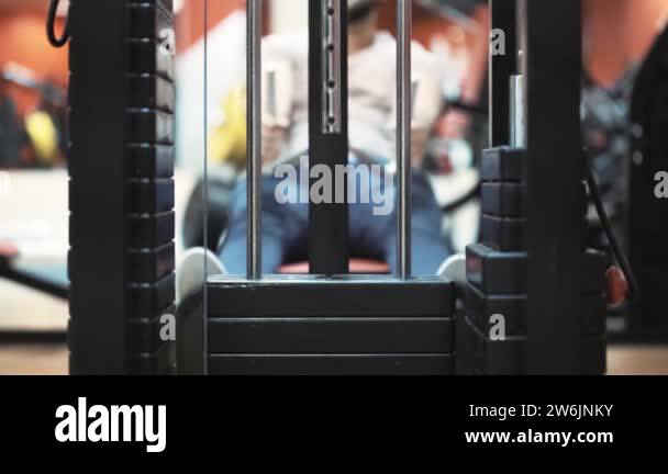Working mechanism of weight stack in a gym trainer machine Stock Video ...