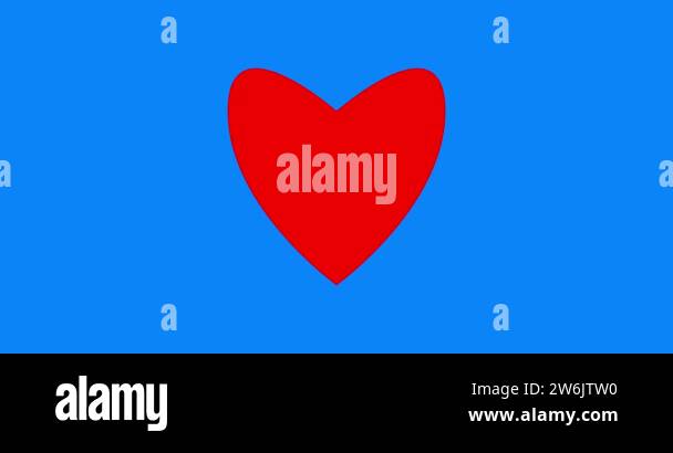 Animated video. Pulsating and beating red heart on blue background ...